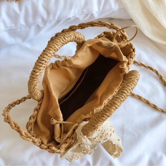 Bags | Drawstring Straw Braided Crossbody Bag | Poshmark